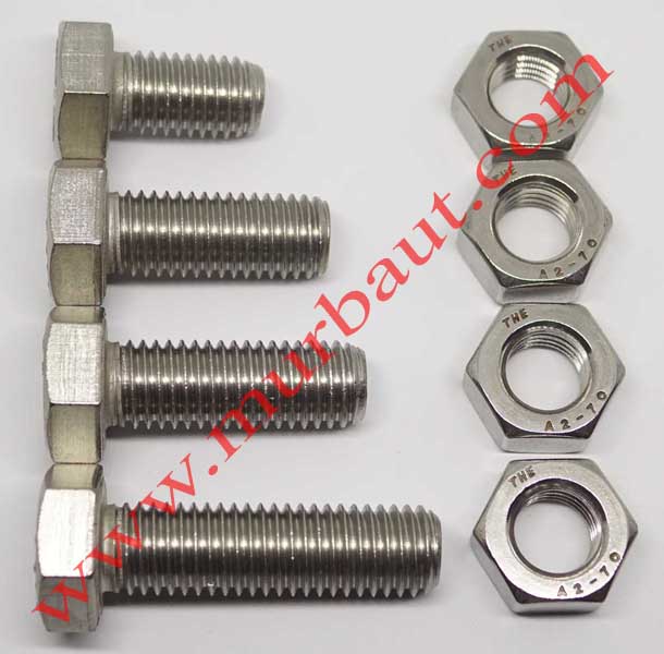 Mur Baut - Baut Mur Stainless 304 M14 x 70mm Full Drat
