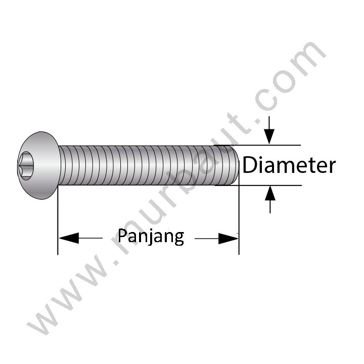 Mur Baut - Baut Button L Baja 12.9 M4 x 15mm